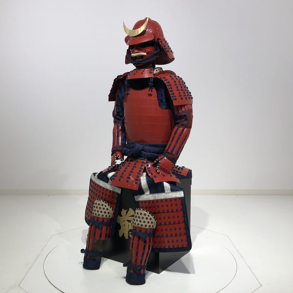 [O-062] Dark blue thread-dyed red barrel side two-piece armor (hand-pa